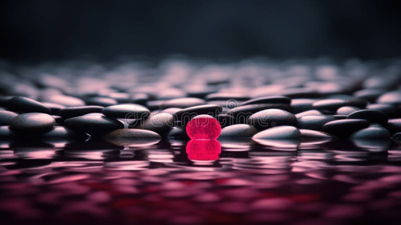 A Red Object Sitting in a Pool of Water Surrounded by Stones, AI Stock ...