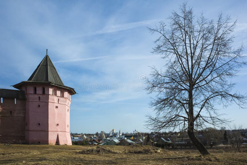 Red Observation Tower of Saint Euthymius Monastery, Lonely Tree and ...
