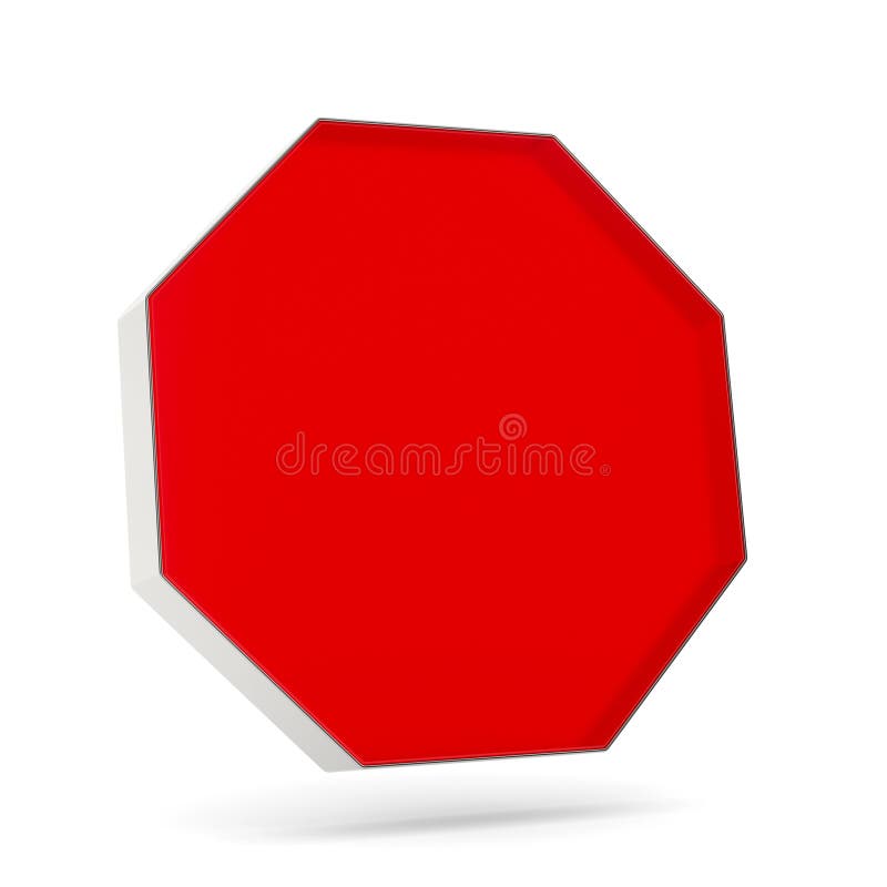 Red Octagon on White Background. Isolated 3D Illustration Stock ...