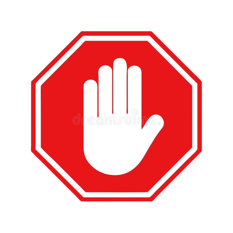 Red Octagonal Hand Stop Sign with White Palm Symbol for Traffic Control ...