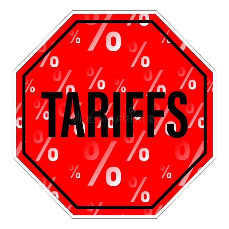 Red Octagonal Sign with Tariffs Text and Percentage Symbols Indicating ...