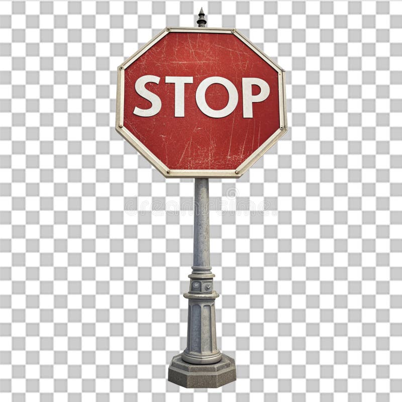 Red Octagonal Stop Sign 3D Render Stock Illustration - Illustration of ...
