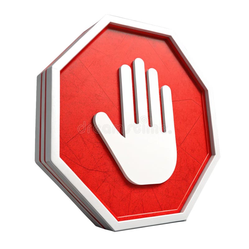 3D Octagonal Stop Sign with White Hand Symbol Stock Illustration ...
