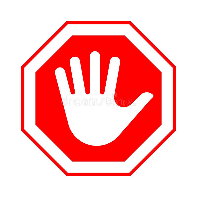 Red Stop Sign and Hand Signal - Vector Illustration - Isolated on ...