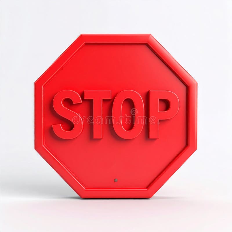 Red Octagonal Stop Sign on White Background Stock Illustration ...