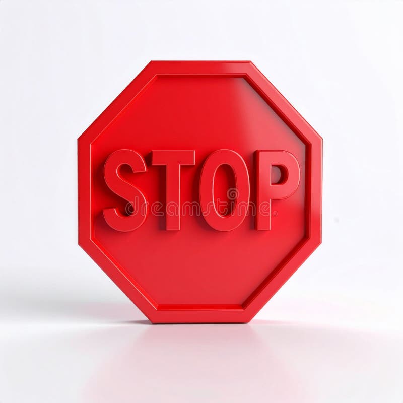 Red Octagonal Stop Sign on White Background Stock Illustration ...