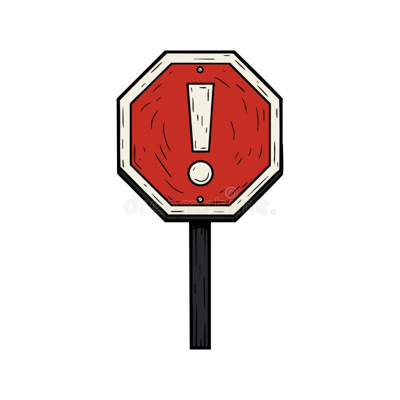 Red Octagonal Warning Sign with Exclamation Mark Alerting for Caution ...