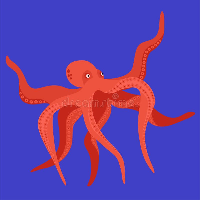 Red Octopus on Blue Background Vector Illustration Design Stock Vector ...