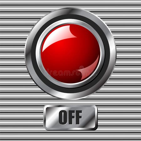 Red off button stock vector. Illustration of metal, rollover - 7759774