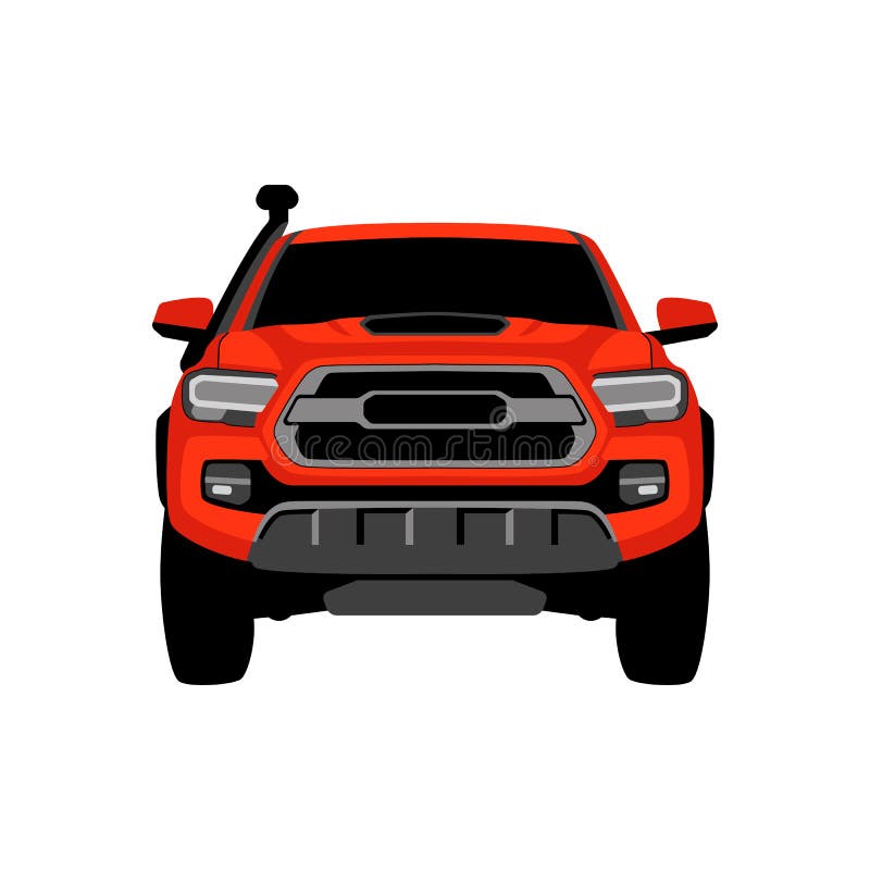 Red Off Road Crossover, Vector Illustration, Front View, Flat Stock ...