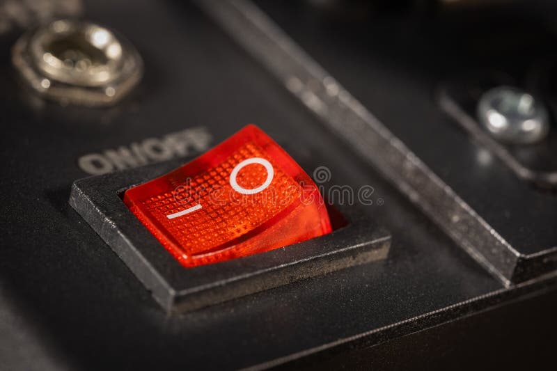 Red on-off Switch Button Close Up Stock Photo - Image of light, start ...