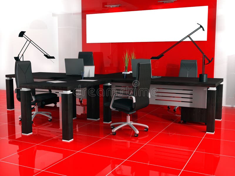 The Modern Interior of Office 3d Image Stock Illustration ...