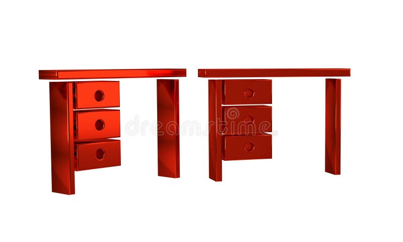 Red Office Desk Icon Isolated on Transparent Background. Stock ...