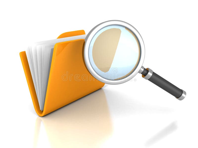 Red Office Document Paper Folder with Magnifier Glass Stock ...