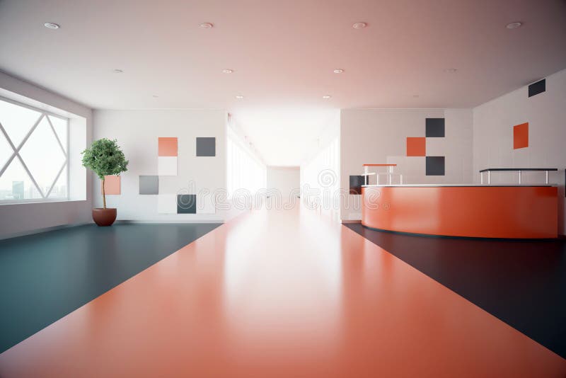 Red office lobby stock illustration. Illustration of area - 80144863