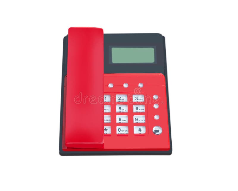 Red Office Phone Isolated on White Background Stock Photo - Image of ...