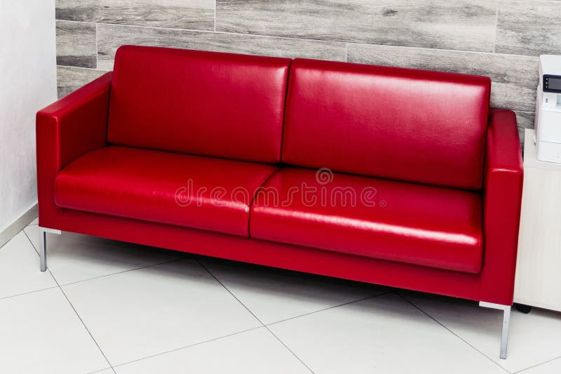 Red office sofa stock image. Image of furniture, minimal - 141373971