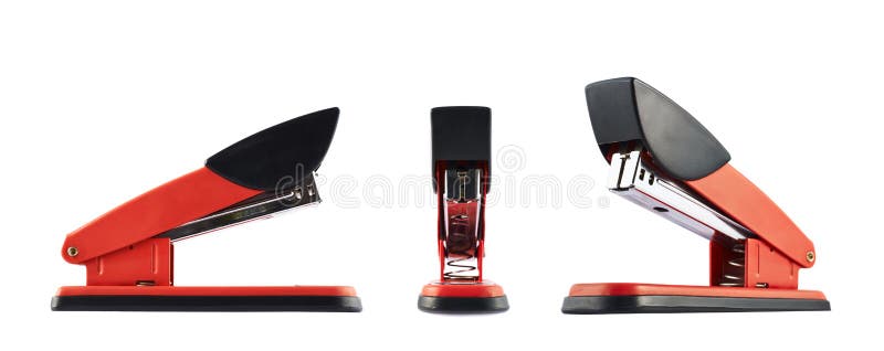 Red Office Stapler Isolated Stock Image - Image of paperwork, detail ...