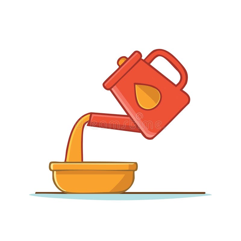Red Oil Can Pouring Liquid into Basin Illustration. Vector Stock ...