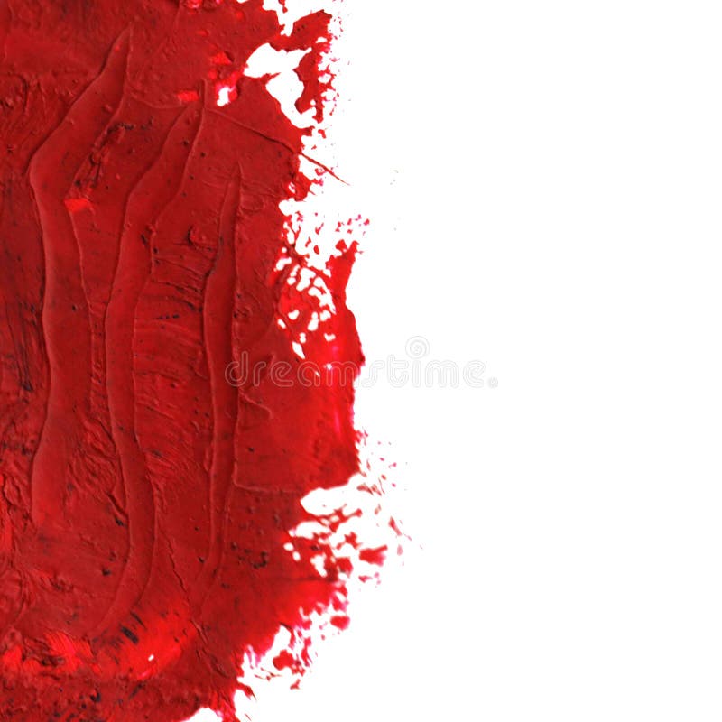 Red Oil Paint Spot on a White Background. Abstract Hand Painted Acrylic ...