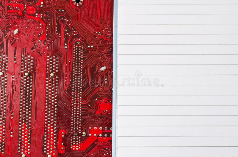 Red Old Dirty Computer Circuit Board and Place for Text Stock Photo ...