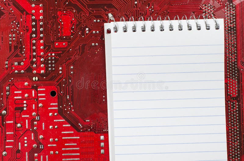 Red Old Dirty Computer Circuit Board and Place for Text Stock Photo ...