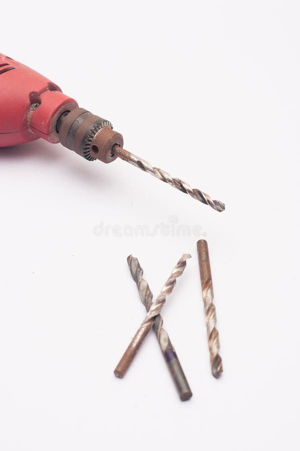 Red old electric drill stock photo. Image of drill, technician - 58450522