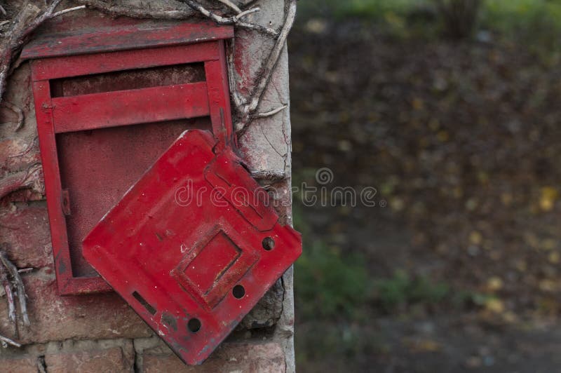 Red Old Mailbox on the Wall. Letter Boxes Stock Photo - Image of detail ...