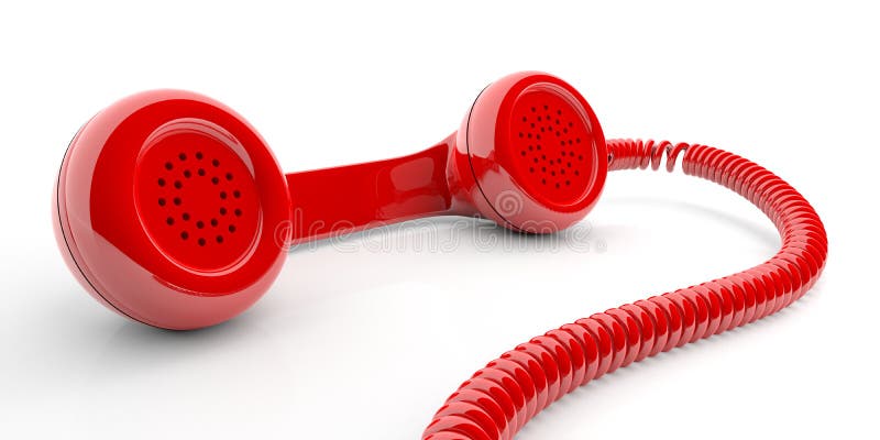 Telephone Receiver Red Icon on White Background. Red Flat Style Vector ...