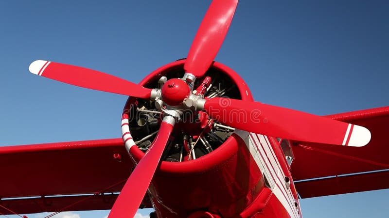 Red Propeller-driven Aircraft Stock Video - Video of aerodrome, museum ...