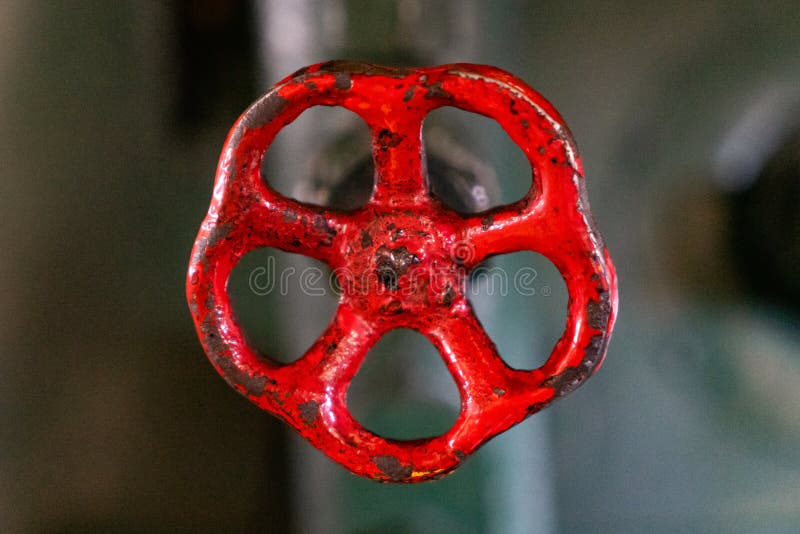 Red Old Valve Handle is Painted Off Stock Image - Image of metal, valve ...