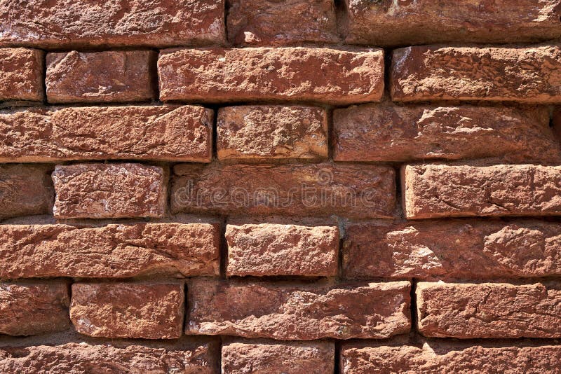 Red Old Worn Brick Wall Texture Background. Stock Image - Image of ...