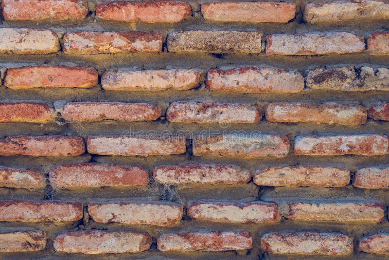 Red Old Worn Brick Wall Texture Background. Vintage Effect Stock Photo ...