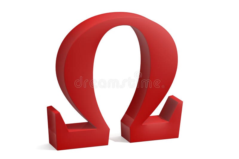 Red Omega Symbol Isolated on White Background Stock Illustration ...