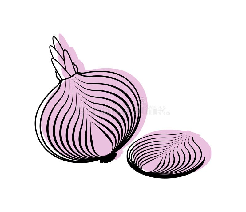 Red Onion Bulb Sign Icon. Onion Slice Isolated Stock Illustration ...