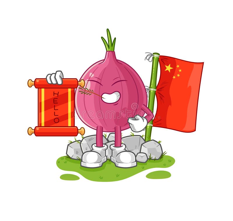 Red Onion Chinese Cartoon. Cartoon Mascot Vector Stock Vector ...