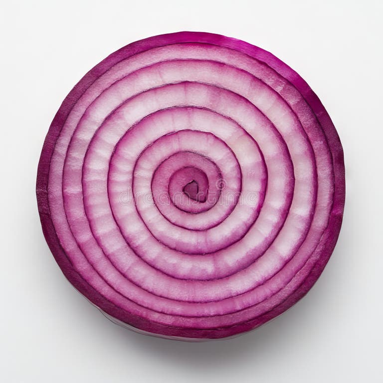 A Red Onion Cut in Half Displays Its Layered Internal Structure, Set ...
