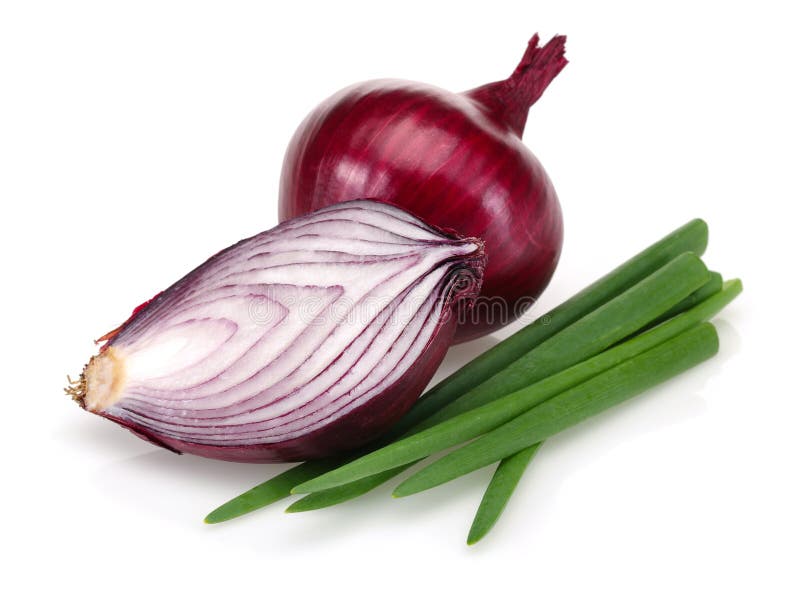 Red Onion and Fresh Scallion Stock Image - Image of purple, garnish ...
