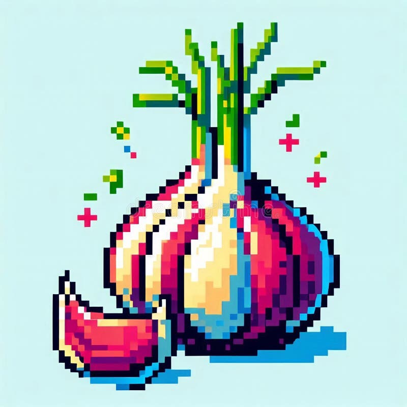 Red Onion Illustration Design,pixel Art Stock Illustration ...