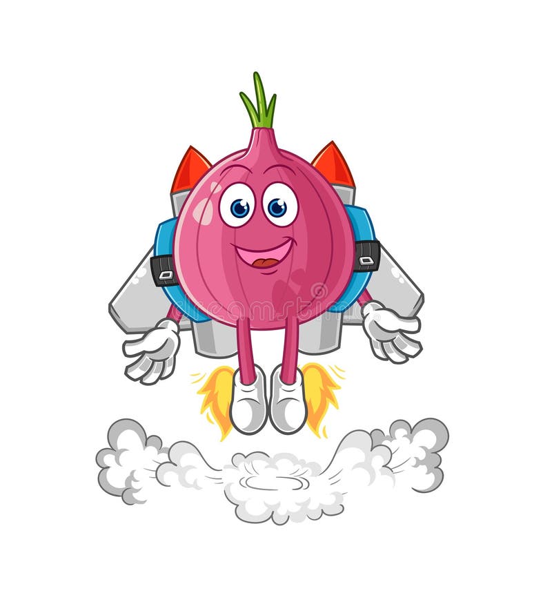 Red Onion with Jetpack Mascot. Cartoon Vector Stock Vector ...