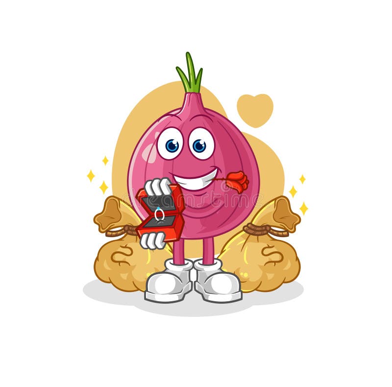 Red Onion Propose with Ring. Cartoon Mascot Vector Stock Vector ...