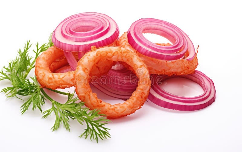 Red Onion Rings on White Background Stock Illustration - Illustration ...