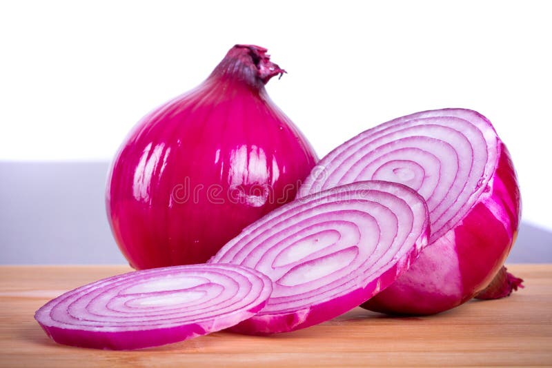 One Red Onion Sliced for the Cheff Stock Photo - Image of layers ...