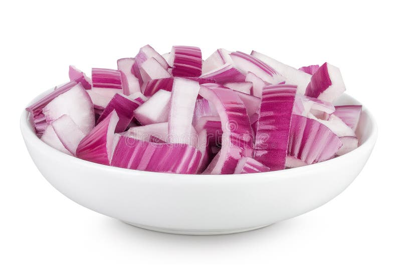 Red Onion Slices Ceramic Bowl Isolated White Background Stock Photos ...