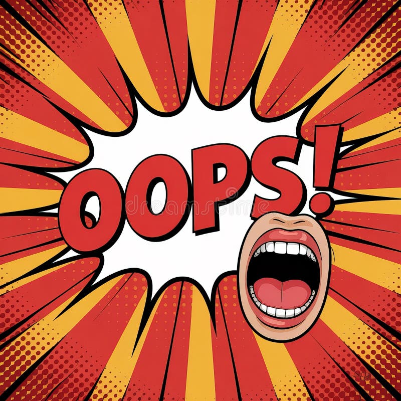 Red OOPS! Speech Bubble in Comic Book Style with Open Mouth Expression ...