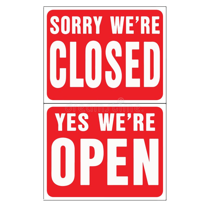 Red Open Close Signs, Isolated on White, are Universal Symbols of ...