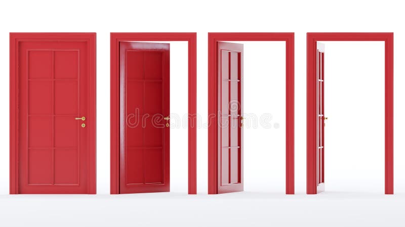 Open Red Door Isolated on a White Background Stock Illustration ...