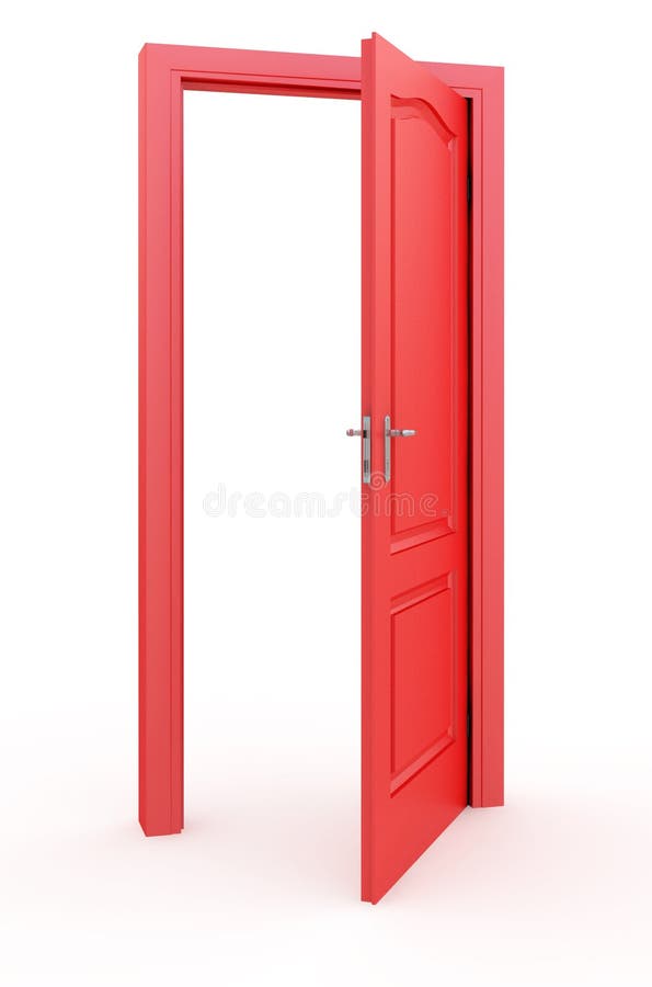 Open Single Red Door stock illustration. Illustration of frame - 9277225