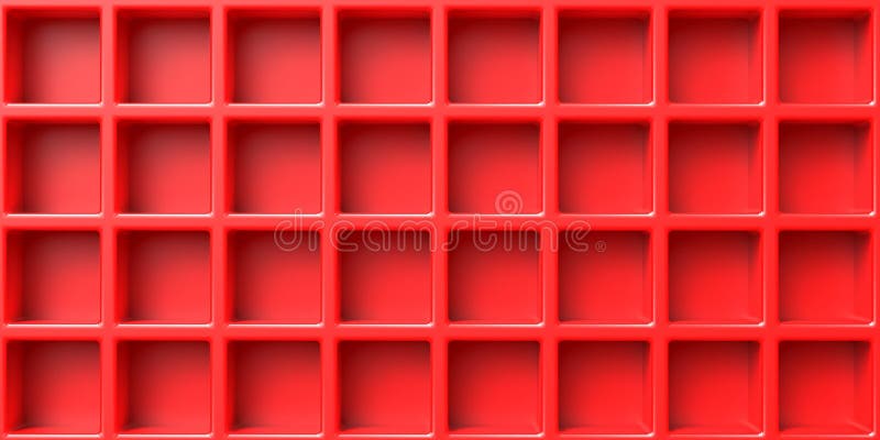 Red Open Empty Boxes Abstract Background. Book Self, Showcase Template ...