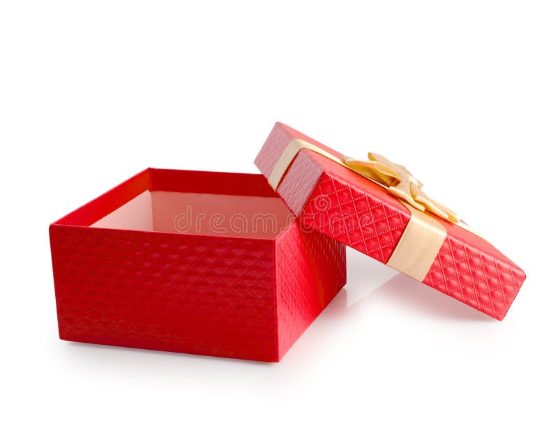 Red Open Empty Gift Box Clipping Path. Stock Photo - Image of ornament ...